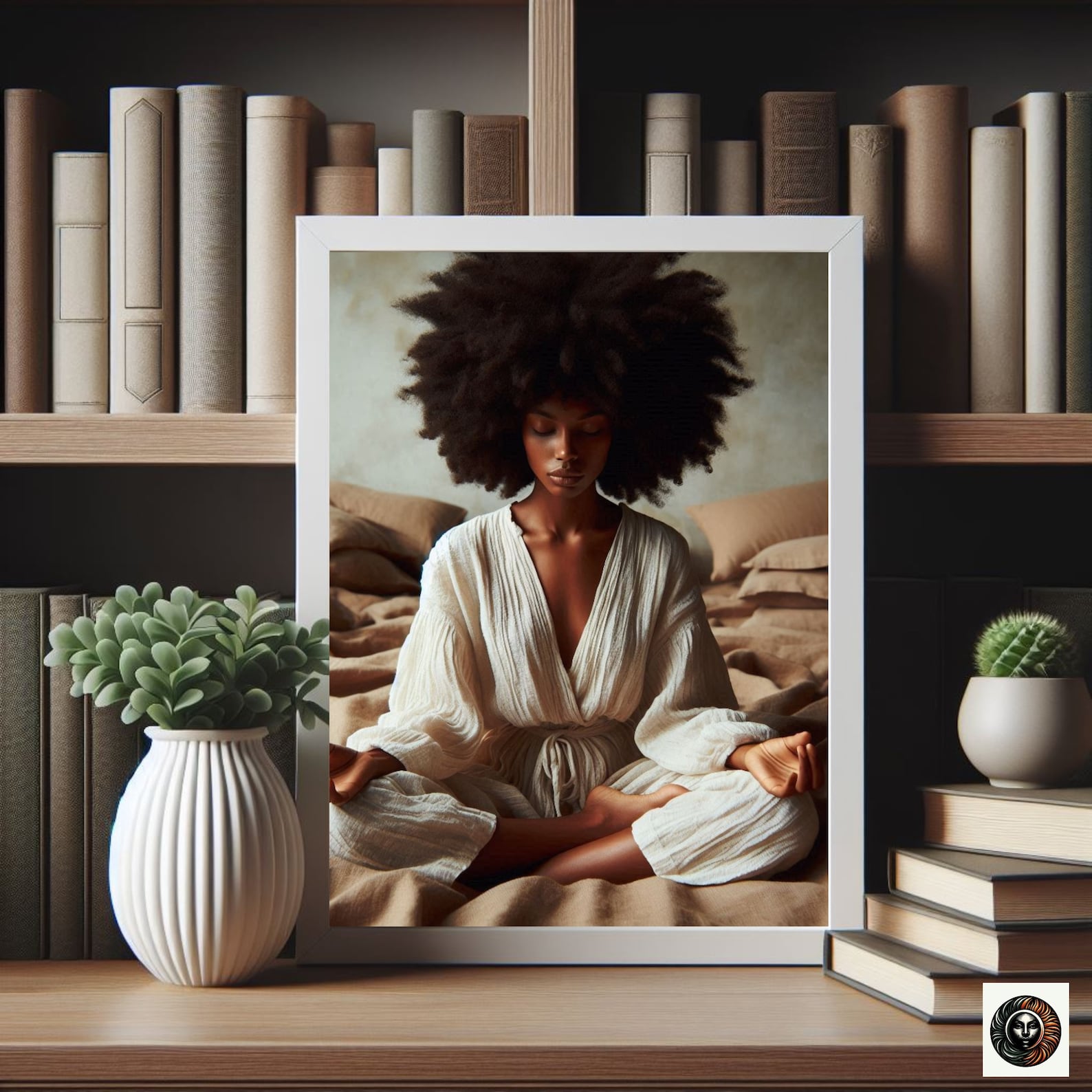 Black Woman Meditation Art Afro Love Black Woman Art Yoga Print Zen ...