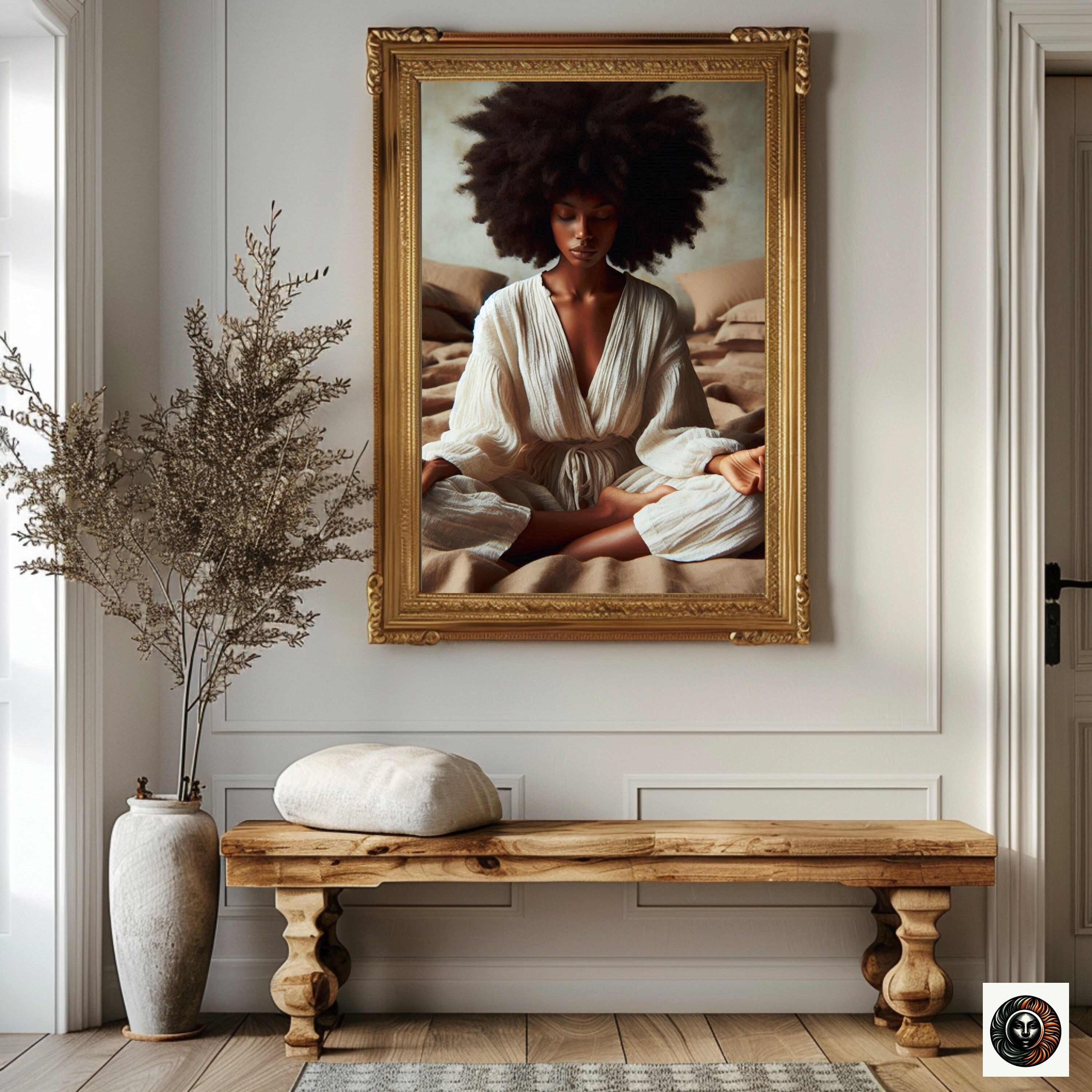 Black Woman Meditation Art Afro Love Black Woman Art Yoga Poster Zen ...