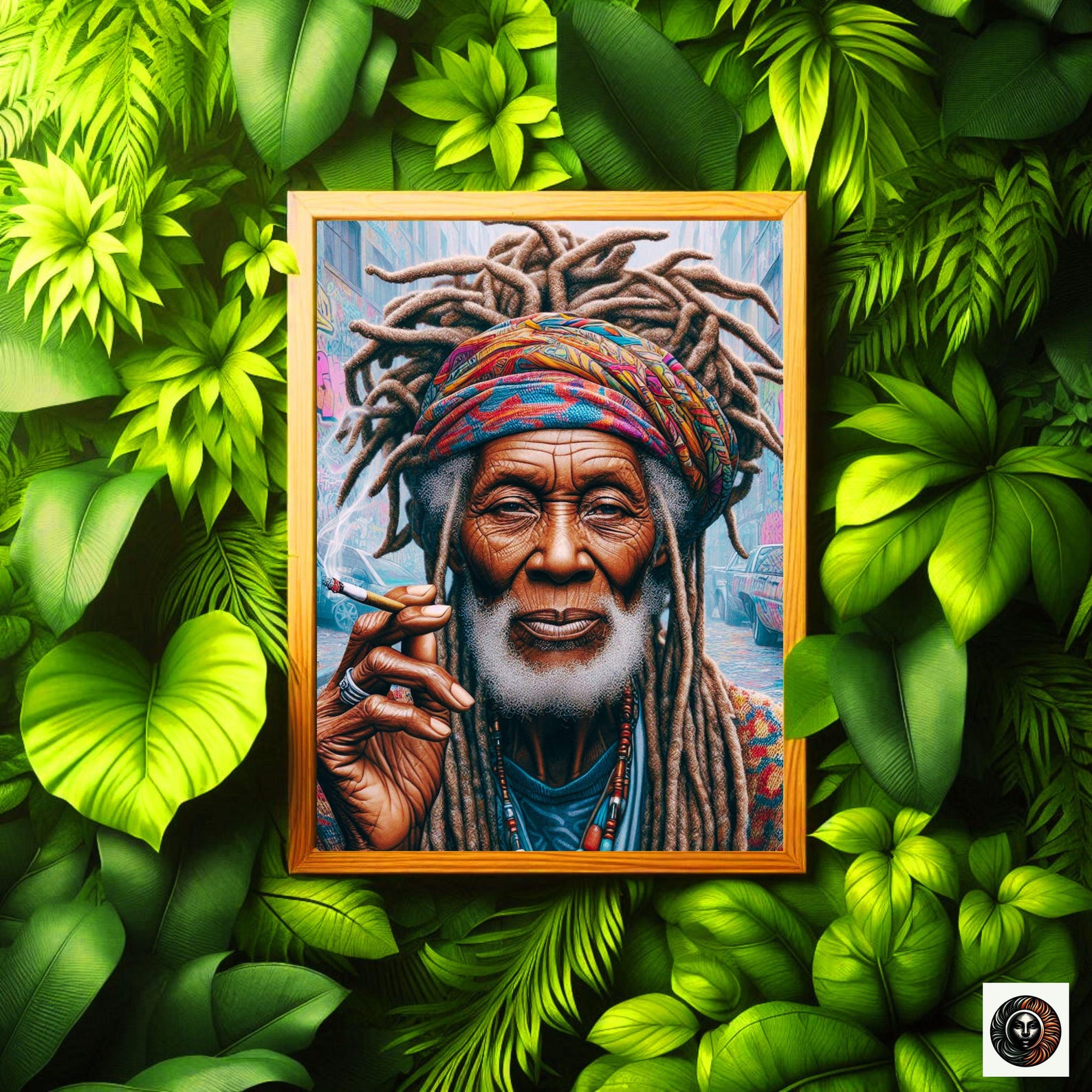 Rasta Art Elder Black Man Art Graffiti Art Rasta Man Poster Smoking ...
