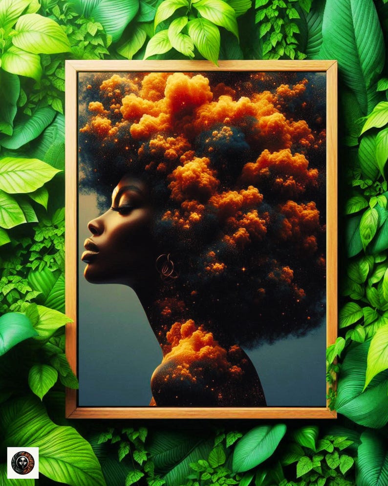 Afro Hair Explosion Art Afropunk Hair Aesthetic Feminine Energy Print ...