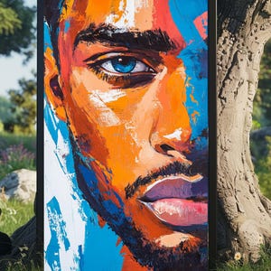 Vibrant Abstract Painting Art Male Painting Black Man Print Avant Garde ...