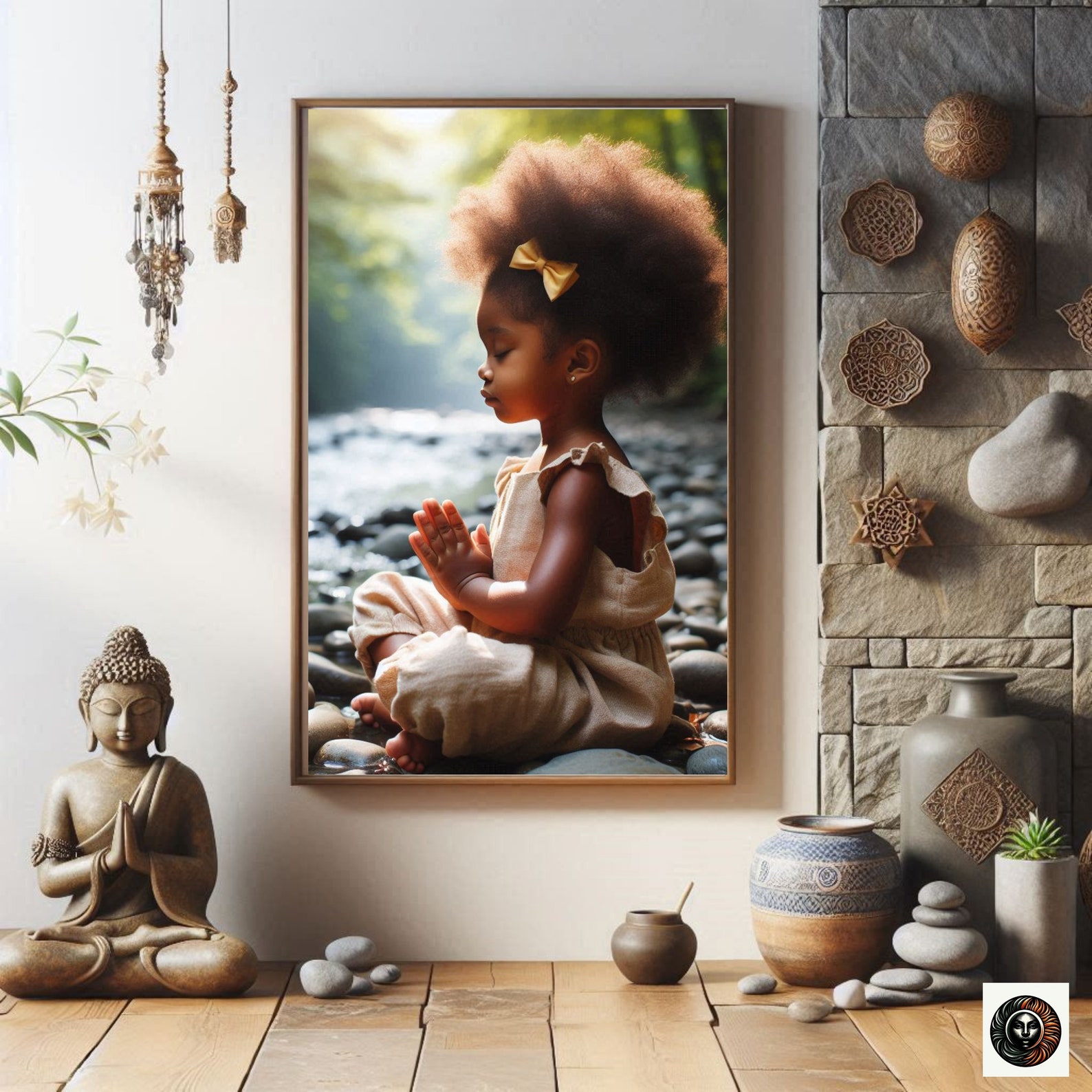 Black Kid Art Afro Art Meditation Art Yoga Printable Zen Wall Art ...