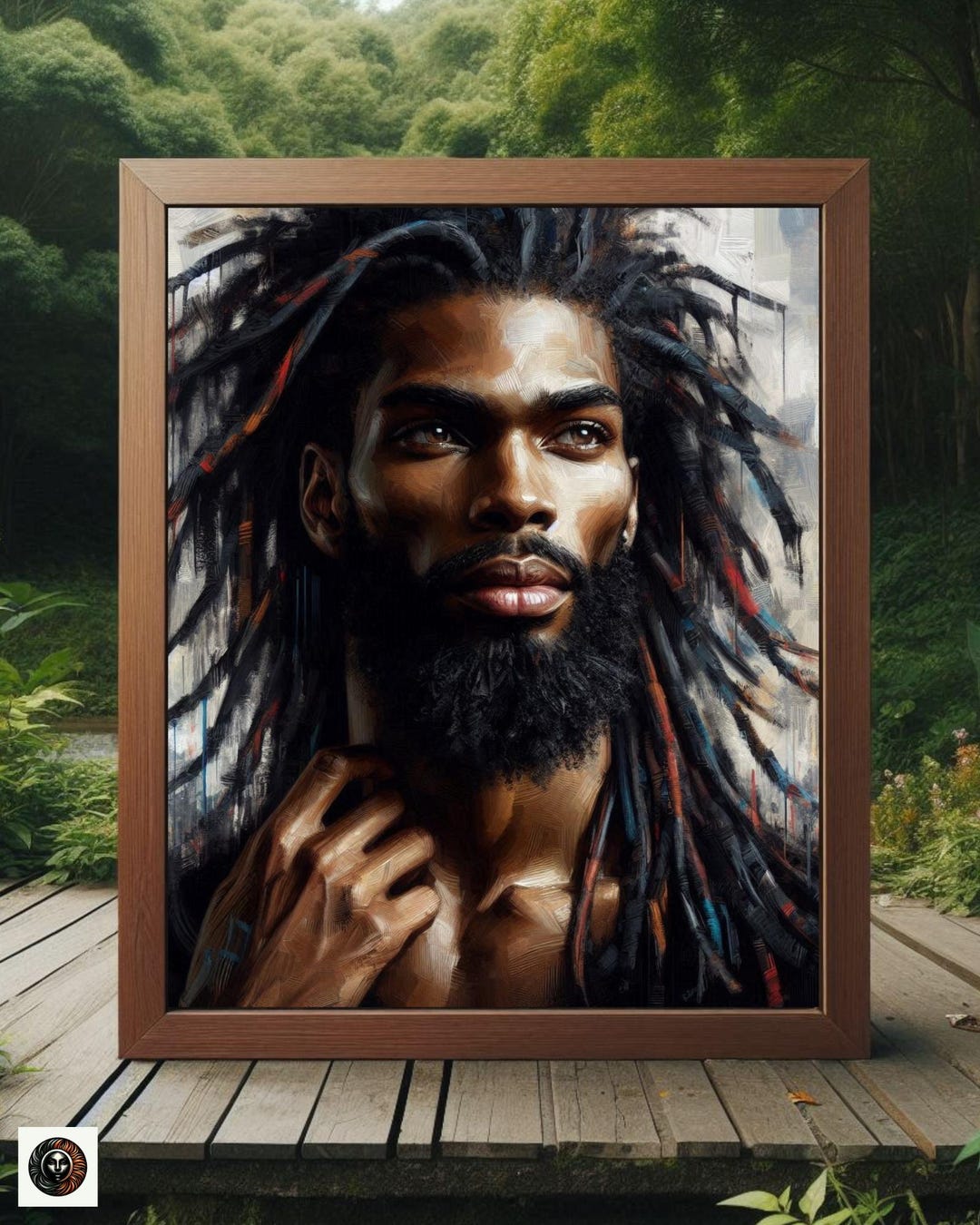 African Man Portrait Black Artist Loc Hair Art Black Male Print Black ...