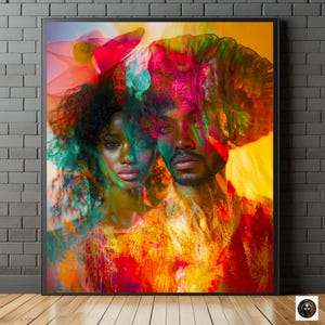 Sibling Spirit Art Print Colorful Wall Art Brother and Sister Portrait ...