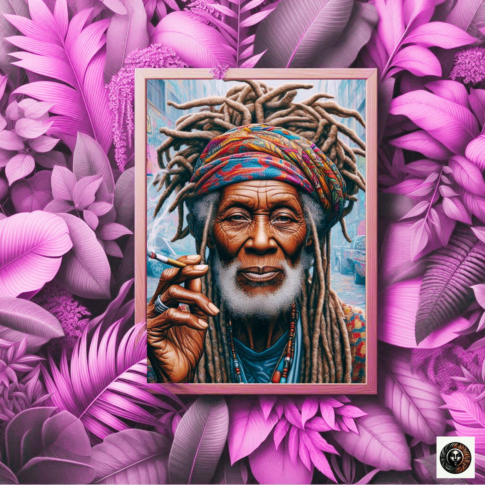 Rasta Art Elder Black Man Art Graffiti Art Rasta Man Poster Smoking ...