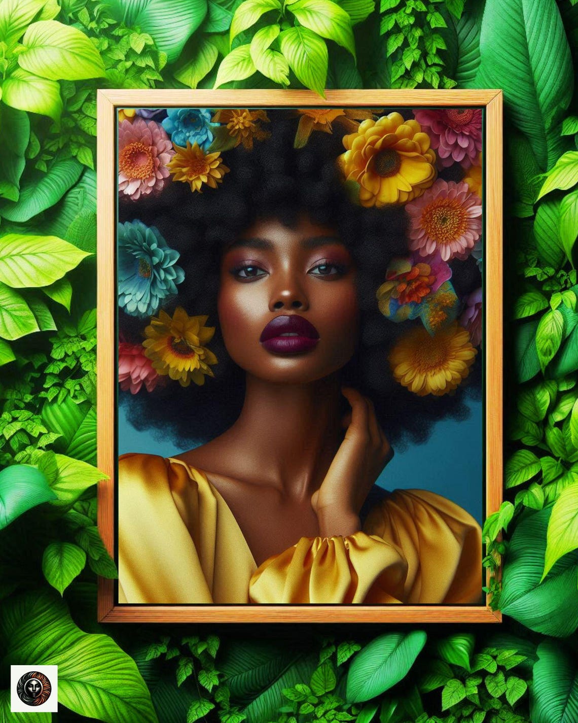 Earth Flower Girl Art Black Girl With Flower Art Aesthetic Floral ...