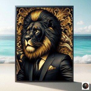 Man Lion Wall Art Lion Men Print Male Lion Print Quirky Animal Art ...