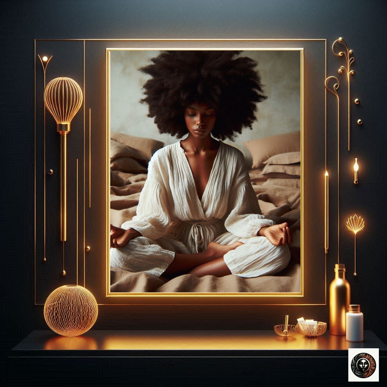 Black Woman Meditation Art Afro Love Black Woman Art Yoga Print Zen ...