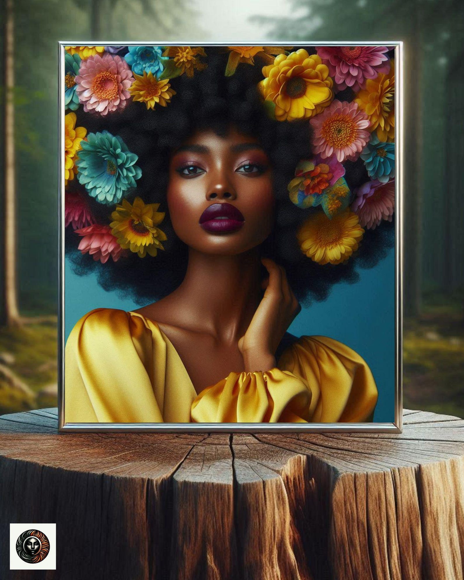 Earth Flower Girl Art Black Girl With Flower Art Aesthetic Floral ...