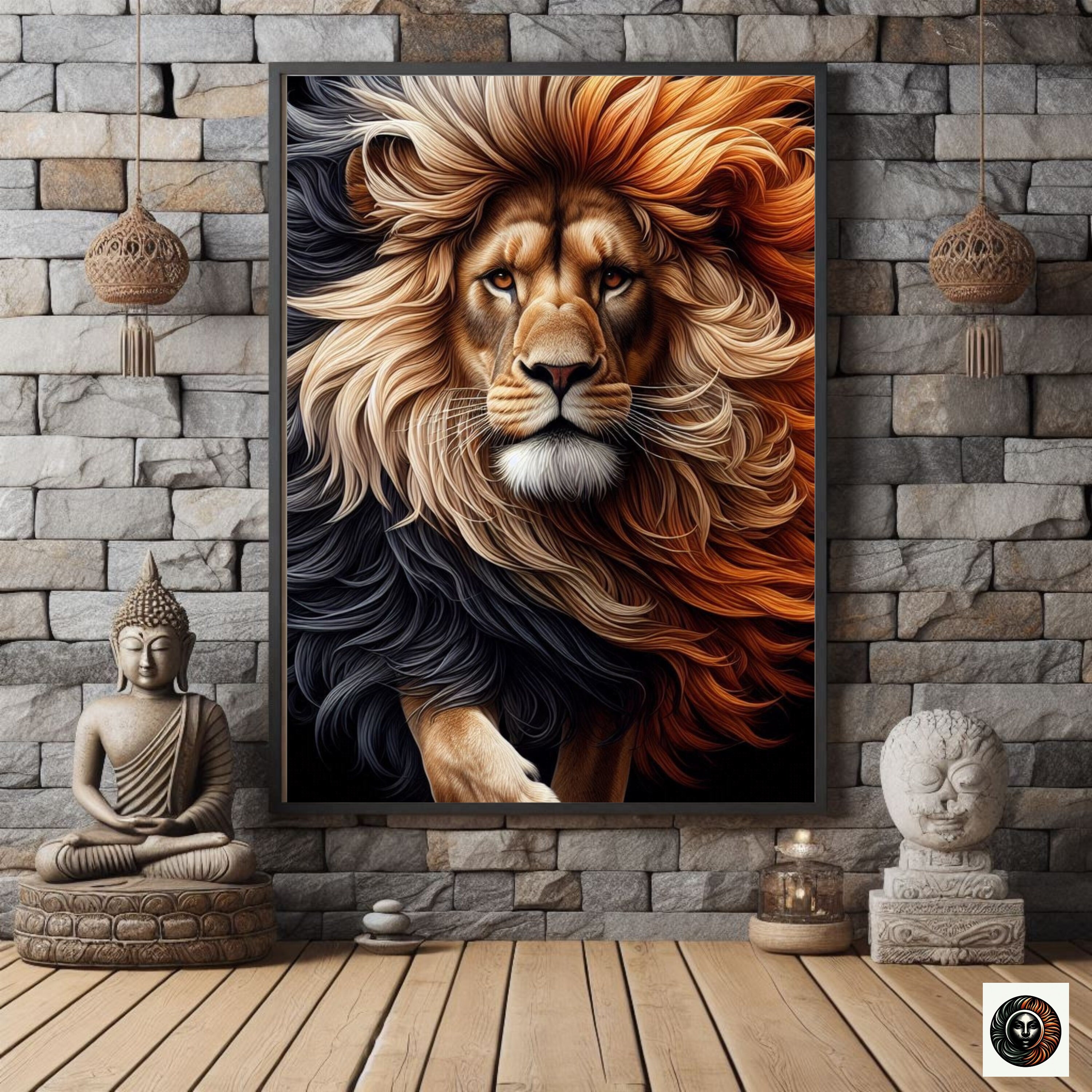 Lions Mane Portrait Art Abstract Lion Print Colorful Mane Lion Art ...