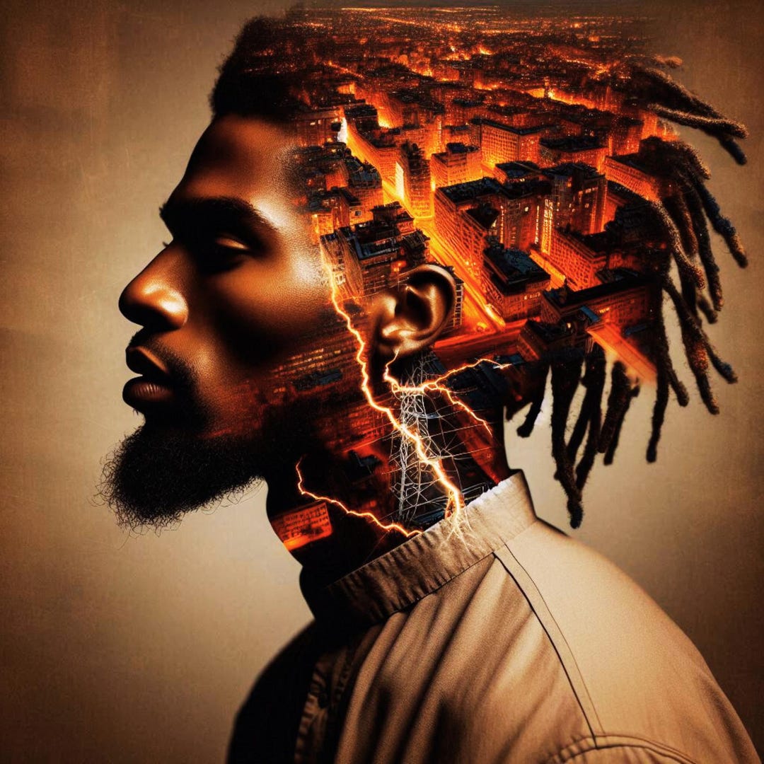 Vibrant Black Man Art Contemporary Art Double Exposure Black Male Print ...