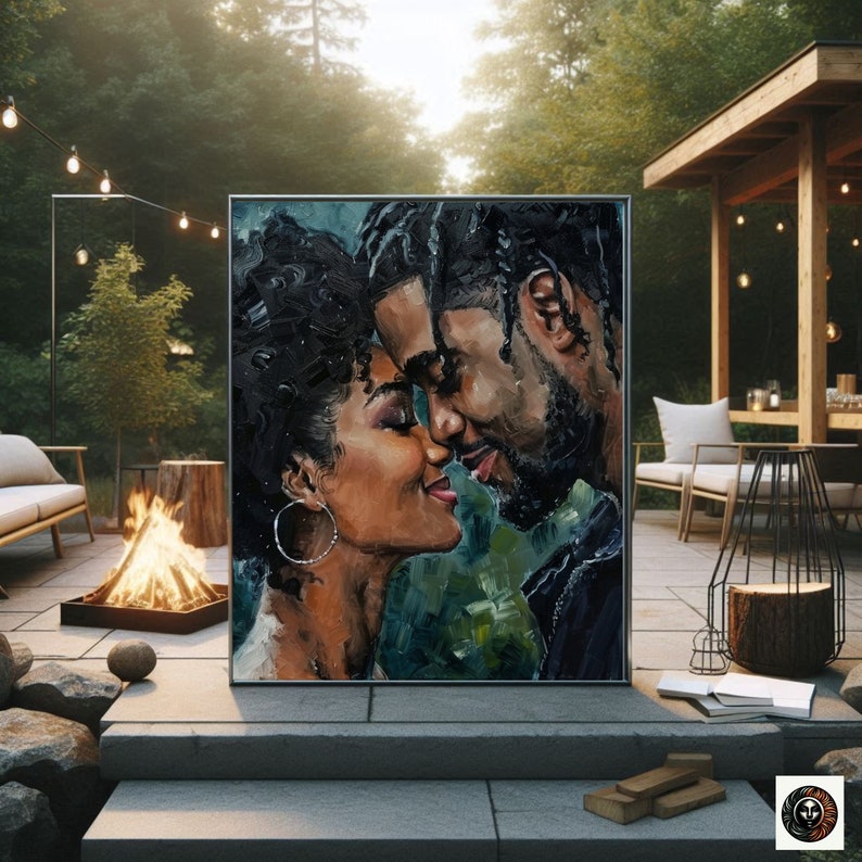 Black Couple Art Black Love Print Black Marriage Artwork Black Couple Painting Black Family Love ...