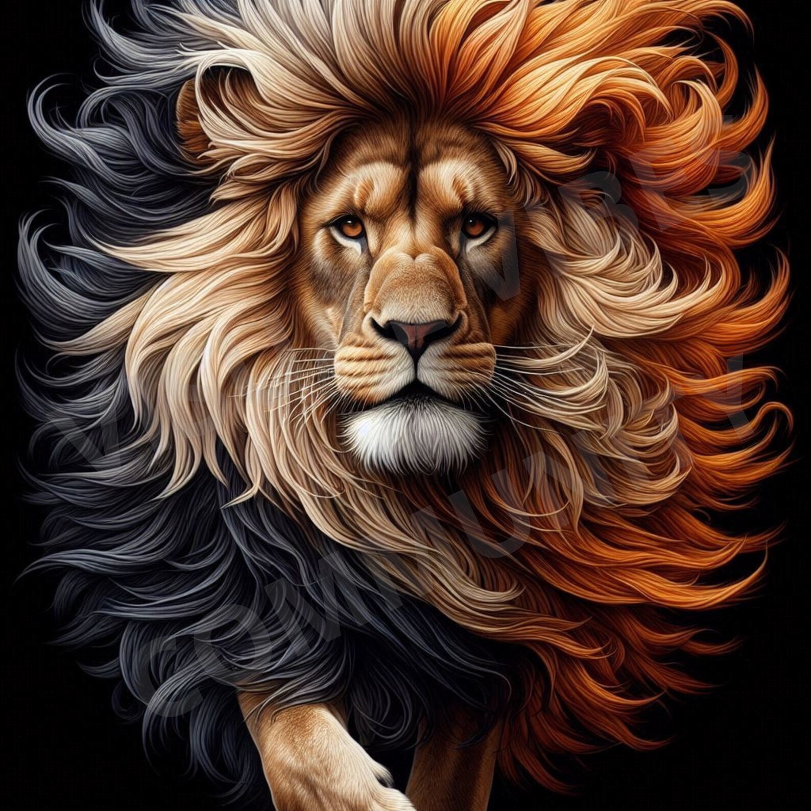 Lions Mane Portrait Art Abstract Lion Print Colorful Mane Lion Art ...