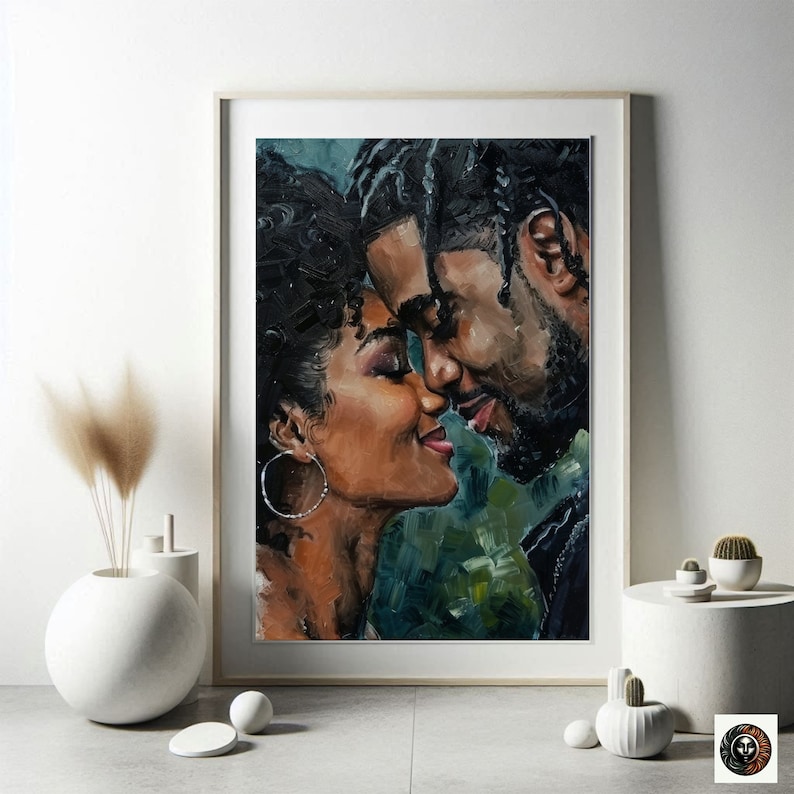 Black Couple Art Black Love Poster Black Marriage Artwork Black Couple Painting Black Family ...