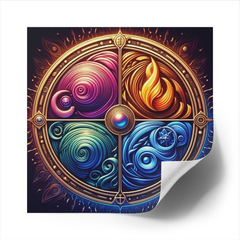 Four Elements Stickers Fire Earth Air Water Sticker Laptop Mirror ...