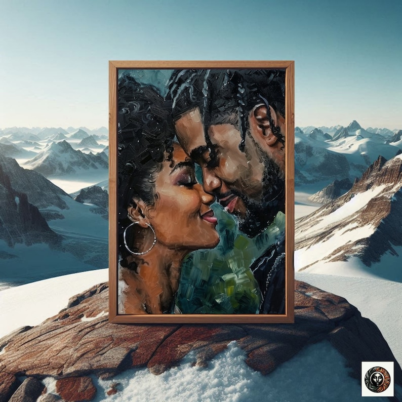 Black Couple Art Black Love Poster Black Marriage Artwork Black Couple Painting Black Family ...