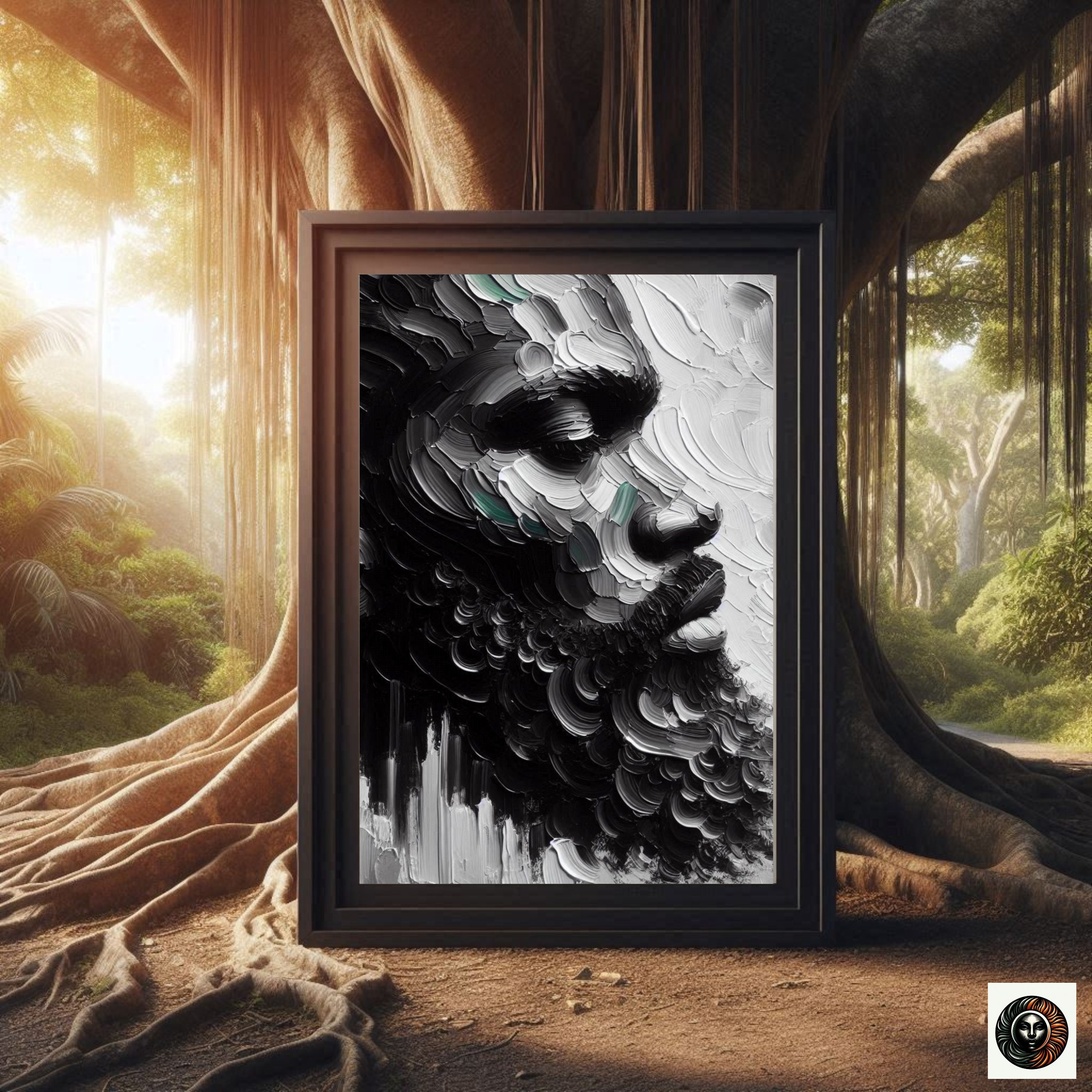 Black Men Art Abstract Oil Painting Black Male Art Beard Art Print ...
