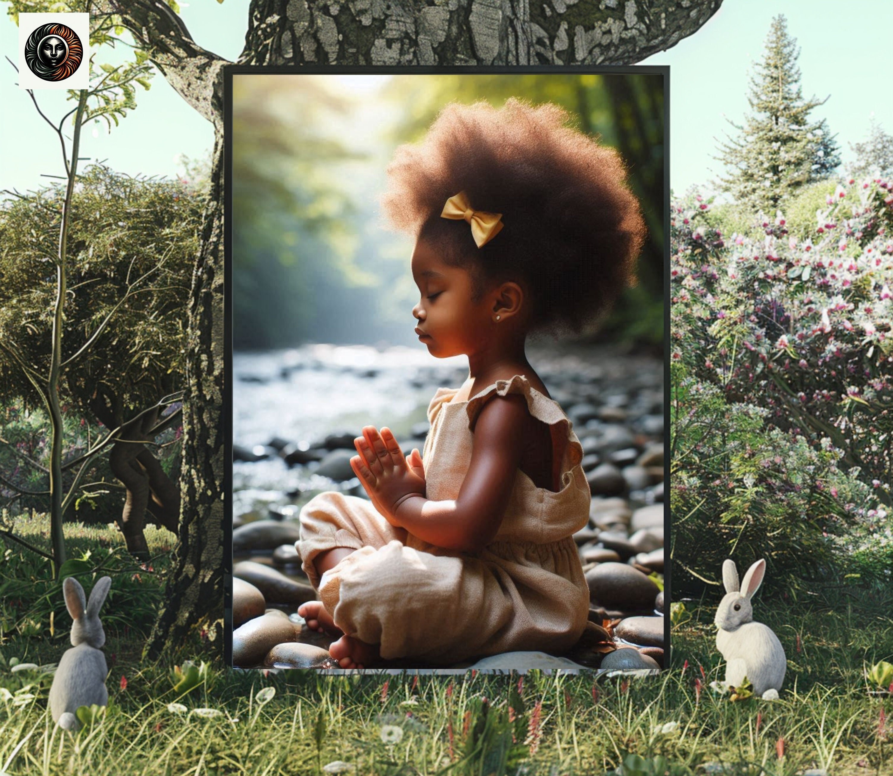Black Kid Art Afro Art Meditation Art Yoga Printable Zen Wall Art ...
