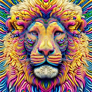 Psychedelic Lion Portrait Art Lion Abstract Print Colorful Lion Art ...