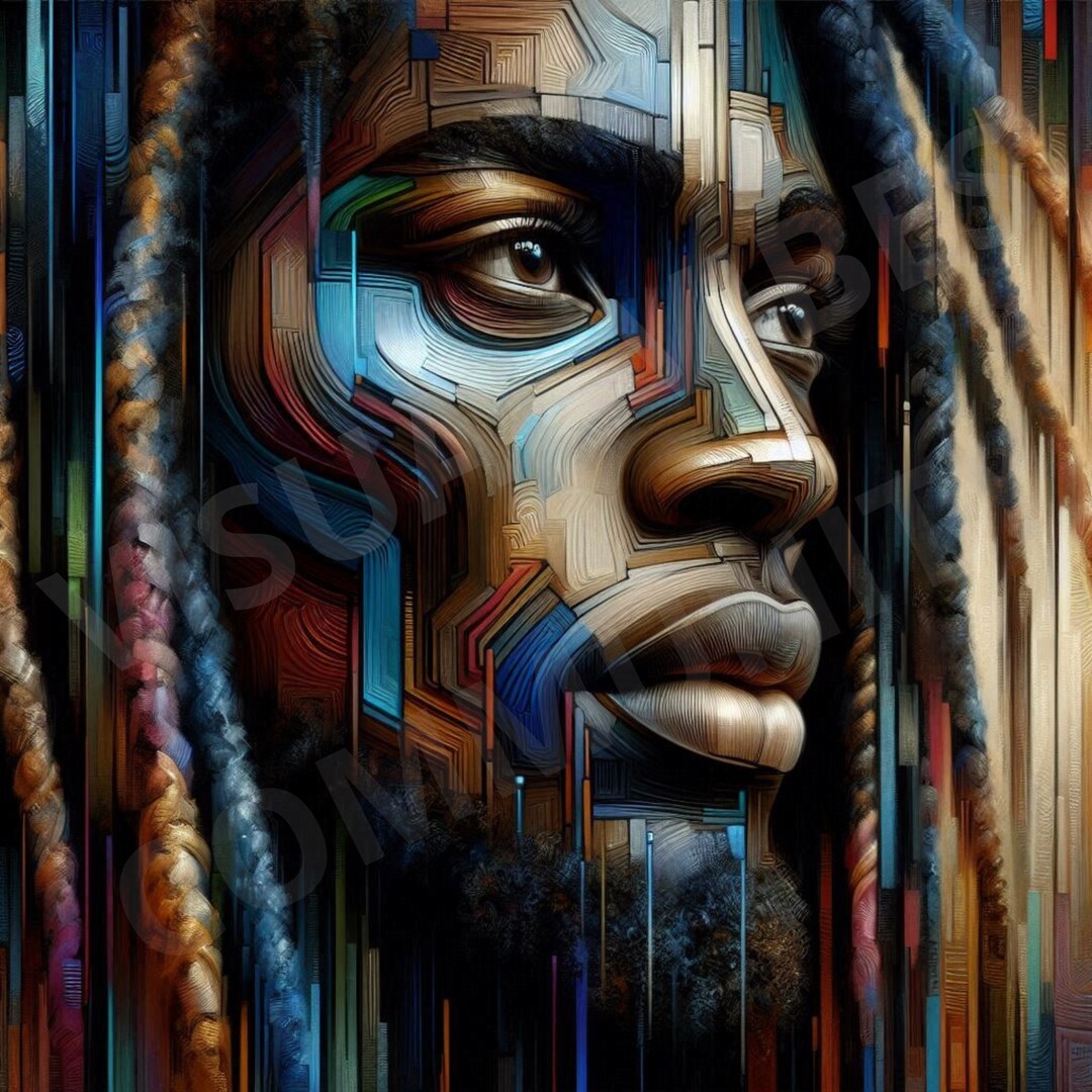 African Man Wall Art Powerful Black Male Illustration Art Print Black ...