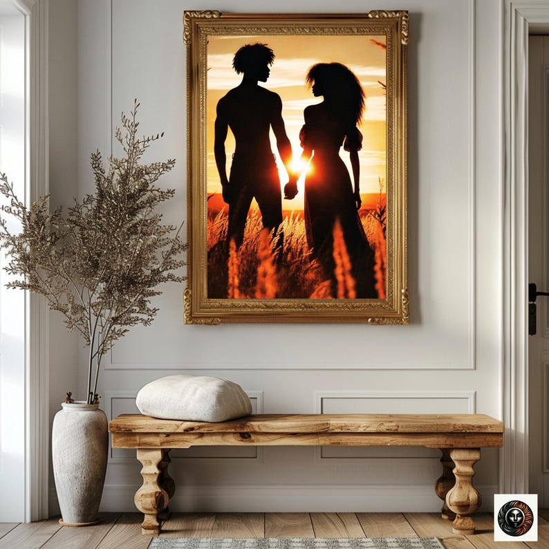 Melanin Love Art Black Couple Art Love Poster Black Marriage Artwork Black Family Love Artwork ...