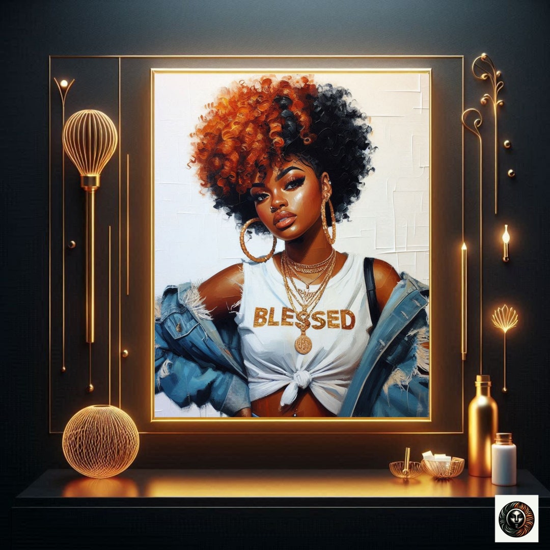 Blessed Black Girl Afro Love Girl Power Print Blessed Powerful Woman ...