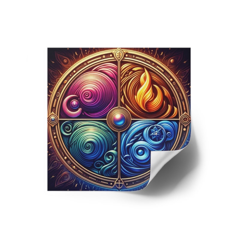 Four Elements Stickers Fire Earth Air Water Sticker Laptop Mirror Waterproof Sticker Vision ...