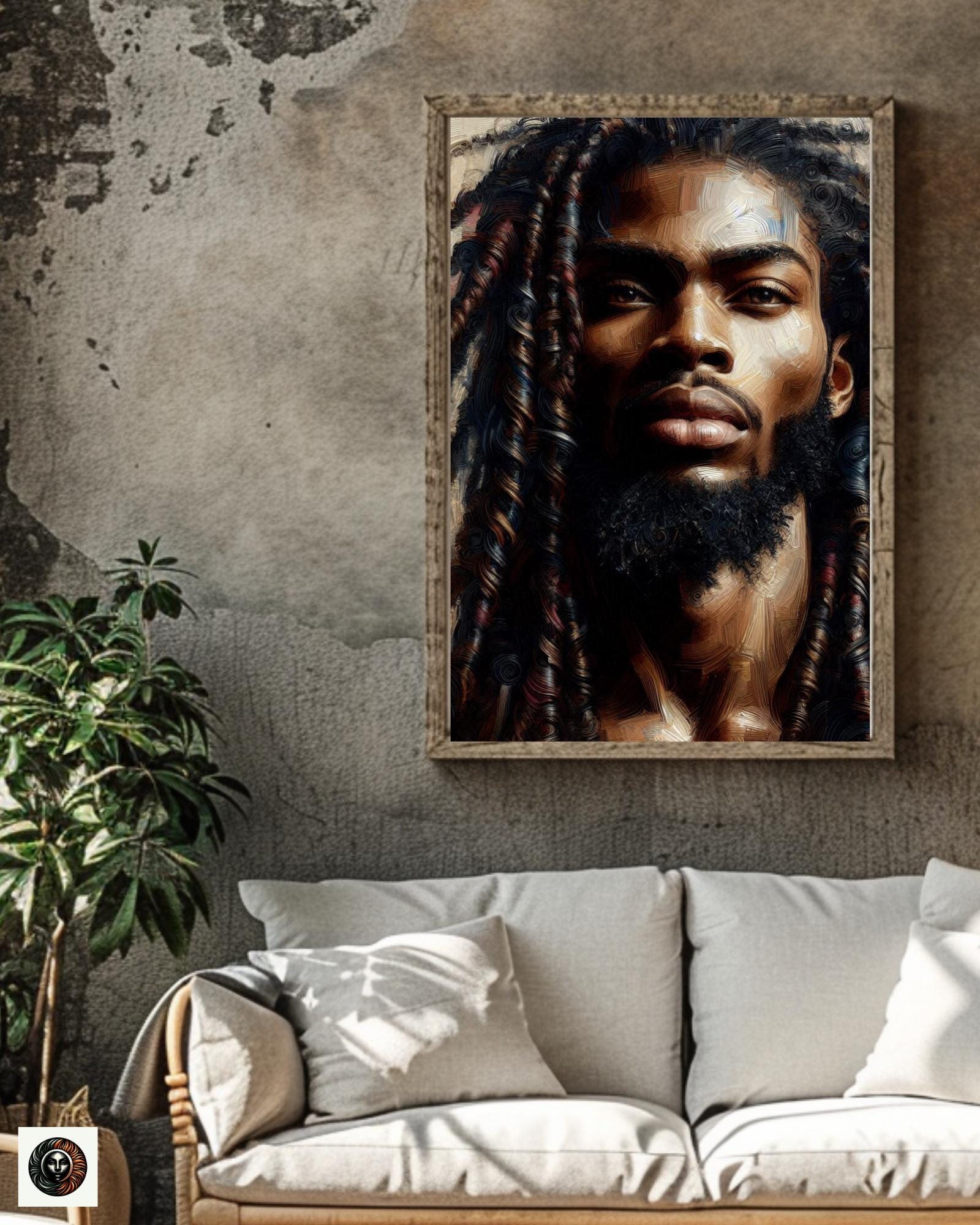 African Man Portrait Black Artist Loc Hair Art Black Male Print Black ...