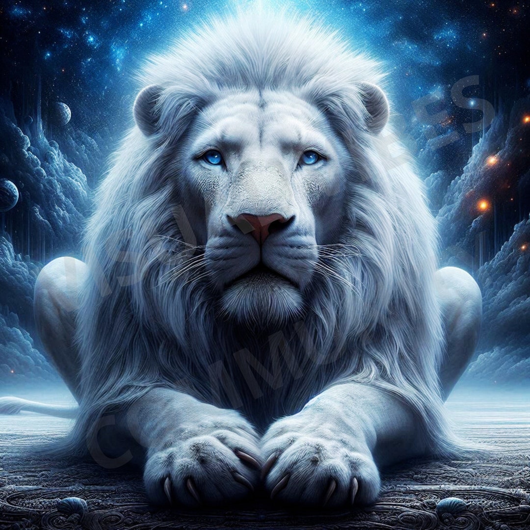 White Lion Art Jungle Art African Lion Art Poster White Lion Printable ...