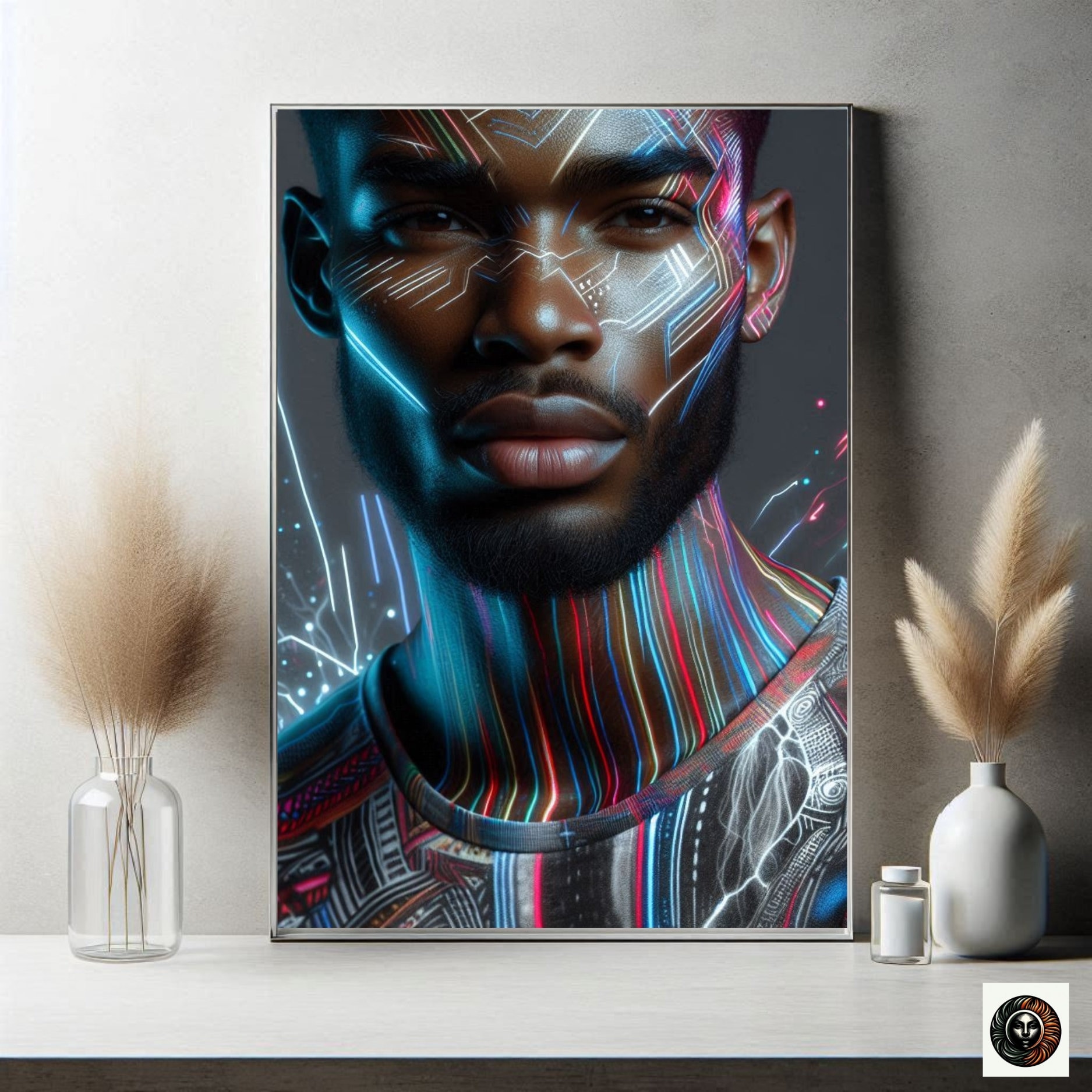 Illuminated Black Man Poster African Man Wall Art Black Men Drawing ...