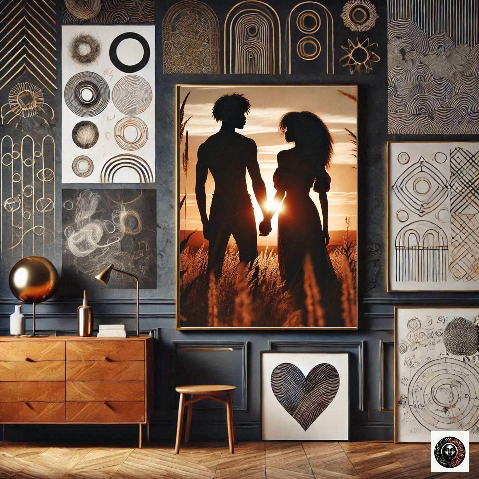 Melanin Love Art Black Couple Art Love Poster Black Marriage Artwork Black Family Love Artwork ...