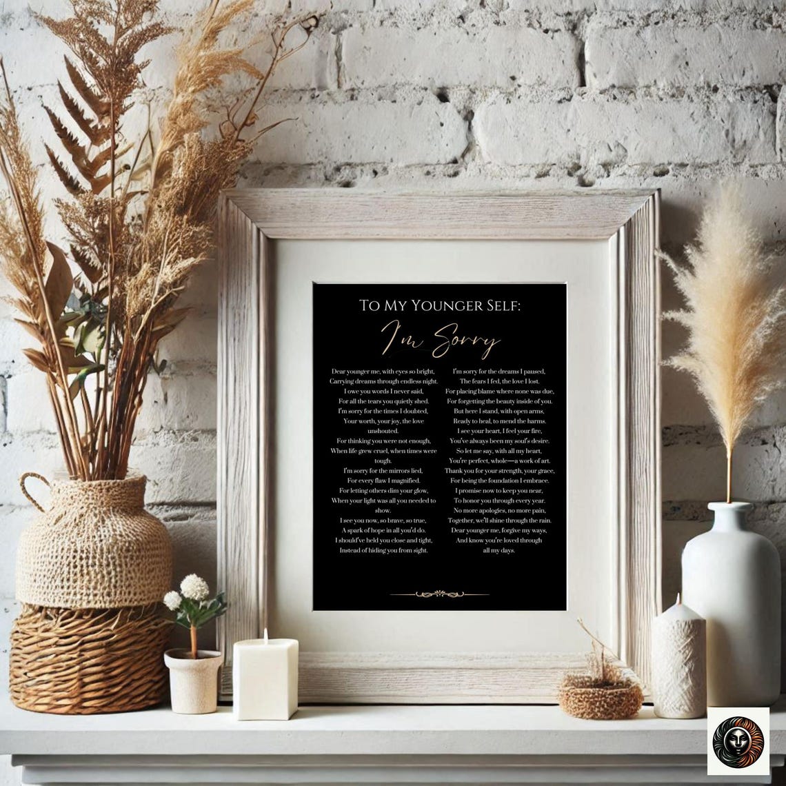 Younger Self Poem Printable Gift Art Minimalist Print Gift Self Healing ...