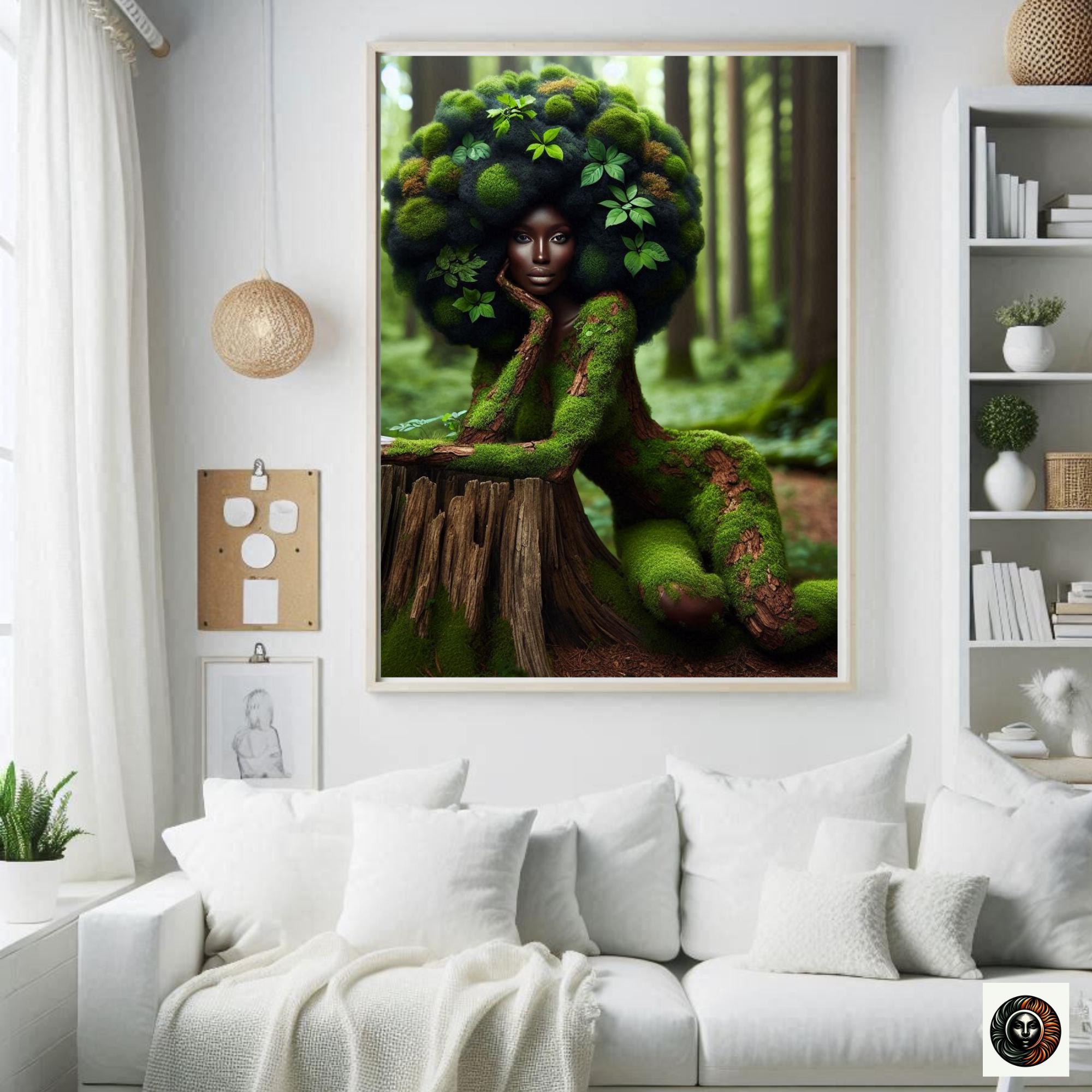 Afro Earth Goddess Nature Woman Print Feminine Chic Black Goddess Art ...