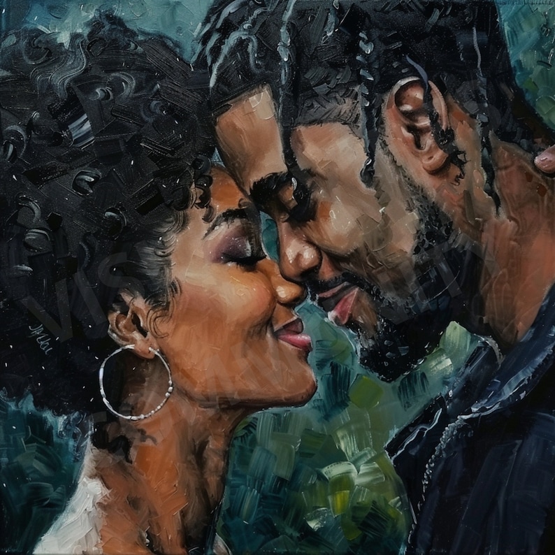 Black Couple Art Black Love Print Black Marriage Artwork Black Couple Painting Black Family Love ...