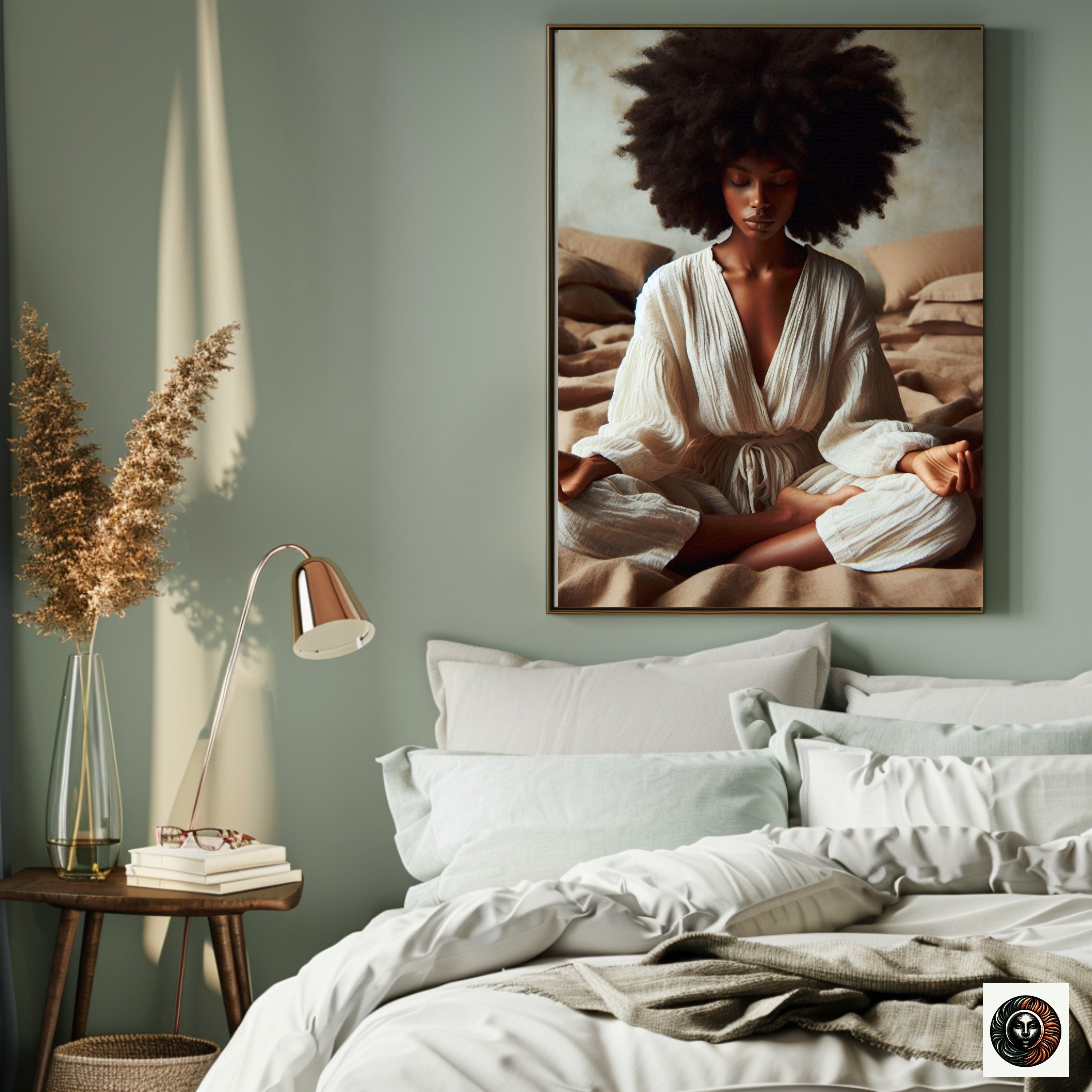 Black Woman Meditation Art Afro Love Black Woman Art Yoga Print Zen ...