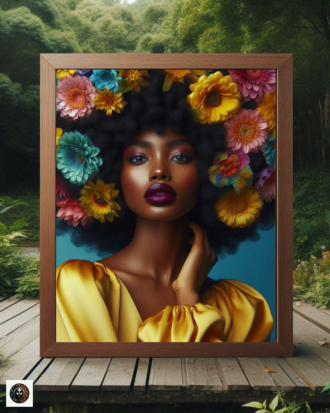 Earth Flower Girl Art Black Girl With Flower Art Aesthetic Floral ...