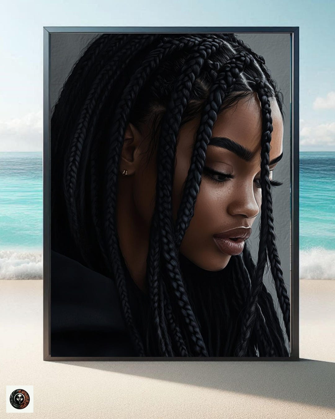 Moody Braid Art Black Woman Portrait Black Inspired Style Art Deco Bold ...