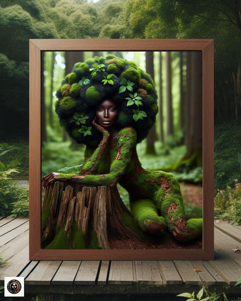 Afro Earth Goddess Nature Woman Print Feminine Chic Black Goddess Art ...