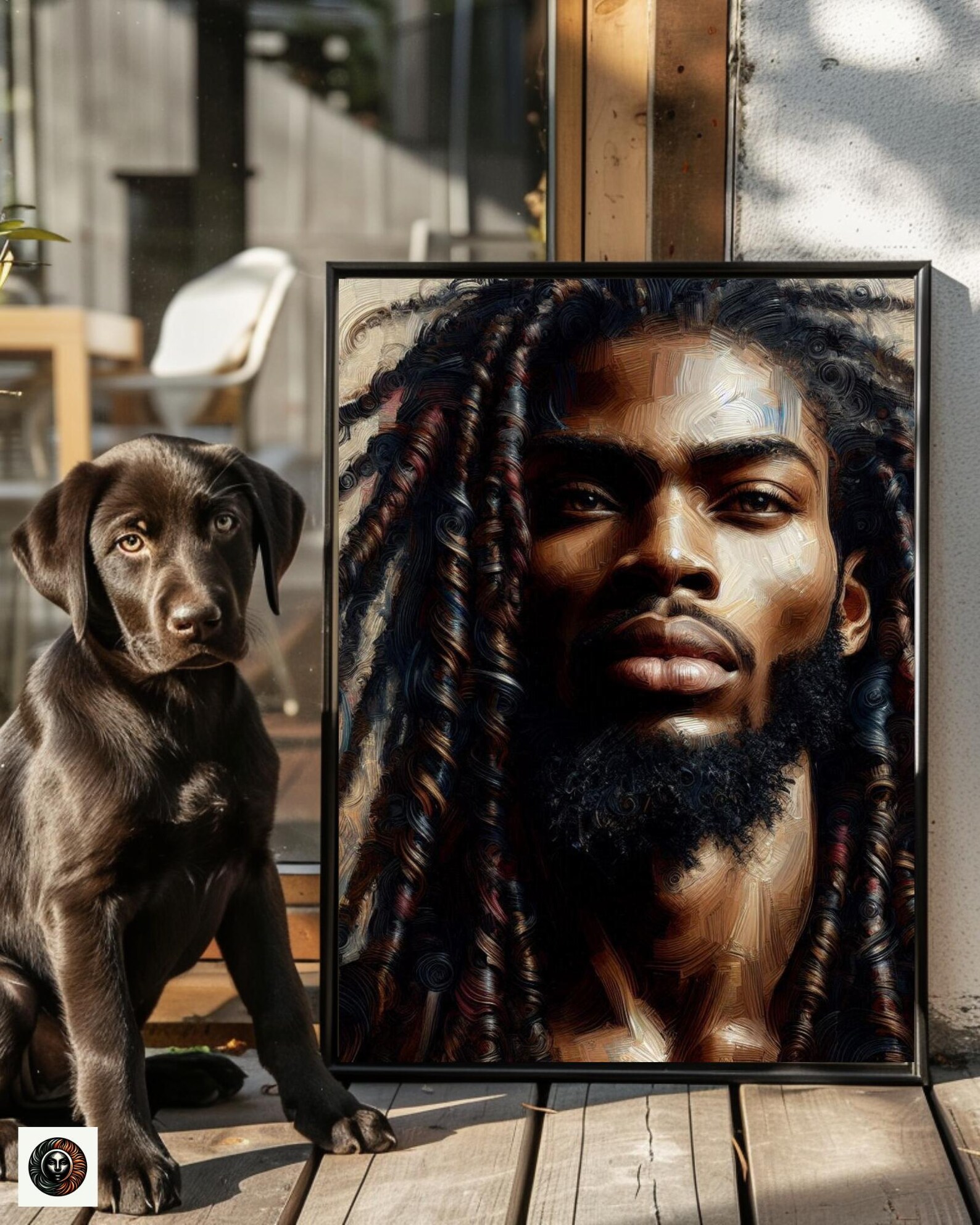 African Man Portrait Black Artist Loc Hair Art Black Male Print Black ...