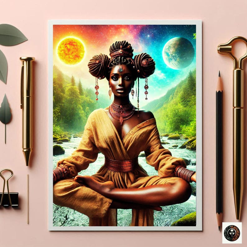 Cosmos Mindfulness Wall Art Empress Zen Meditation Art Print Black ...