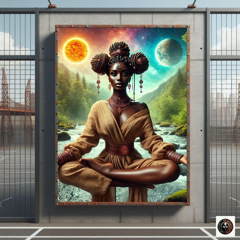 Cosmos Mindfulness Wall Art Empress Zen Meditation Art Print Black ...