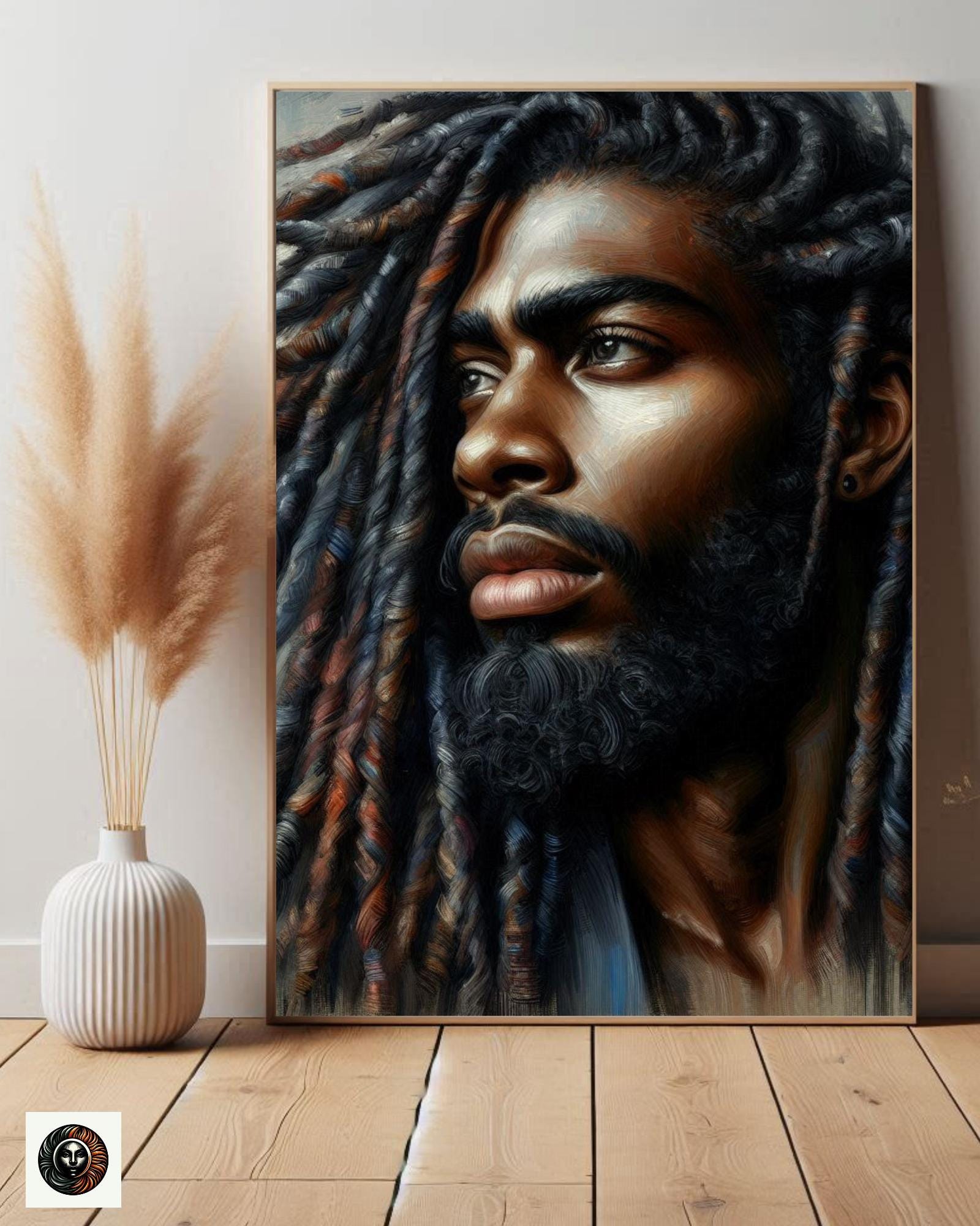 Black Male Art Print African Man Portrait Loc Hair Art Black Men Art ...