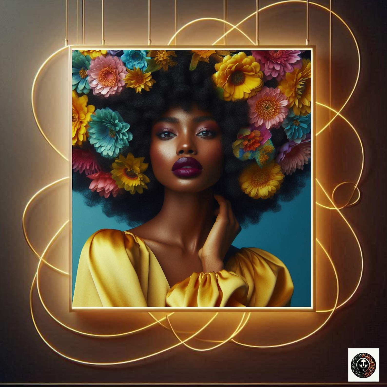 Earth Flower Girl Art Black Girl With Flower Art Aesthetic Floral ...