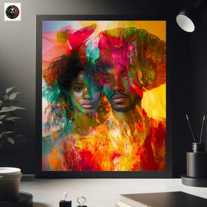 Sibling Spirit Art Print Colorful Wall Art Brother and Sister Portrait ...