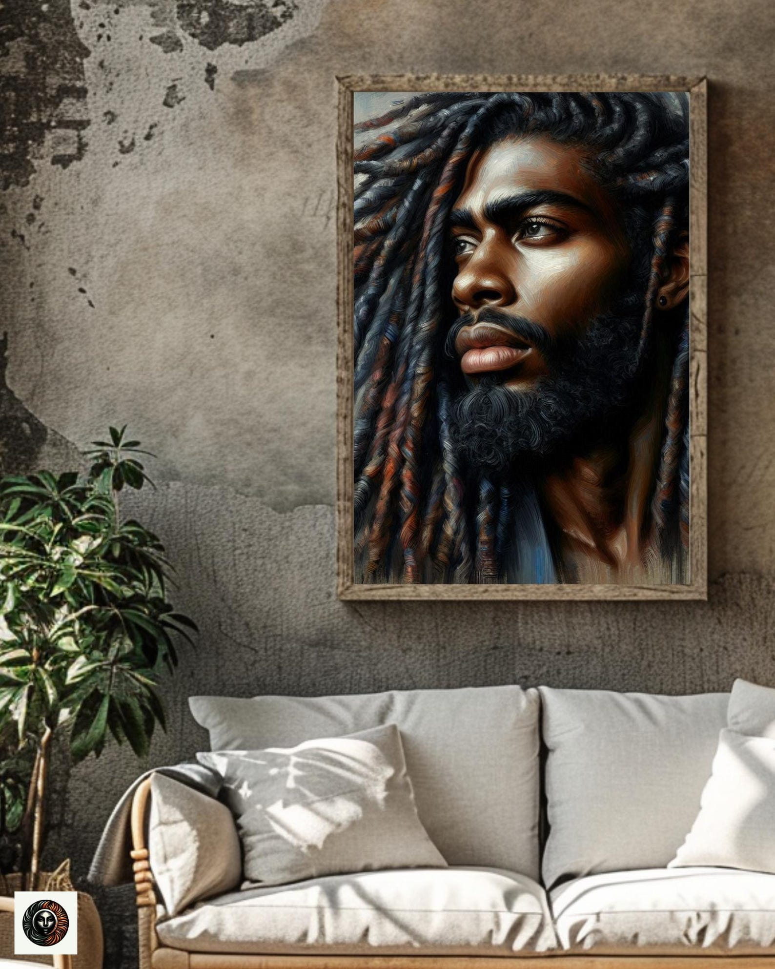 Black Male Art Print African Man Portrait Loc Hair Art Black Men Art ...