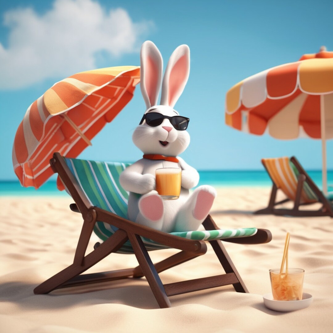 5 Beach Bunny Bliss Images Ai-generated Relaxation Rabbit Scenes - Etsy