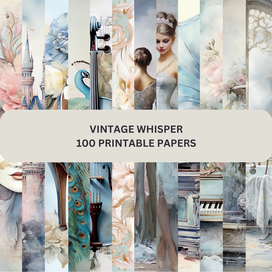 Vintage Whisper Printable Paper, Goodnotes, PDF, Craft, Hobby ...