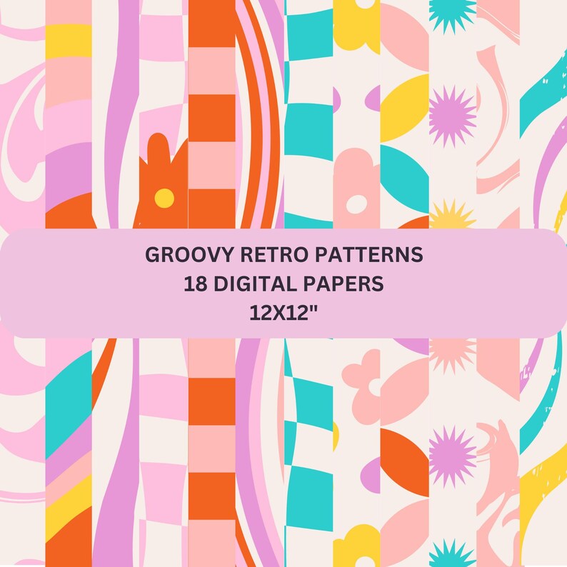 Groovy Retro Patterns, Printable Paper, Goodnotes, PDF, Craft, Hobby ...