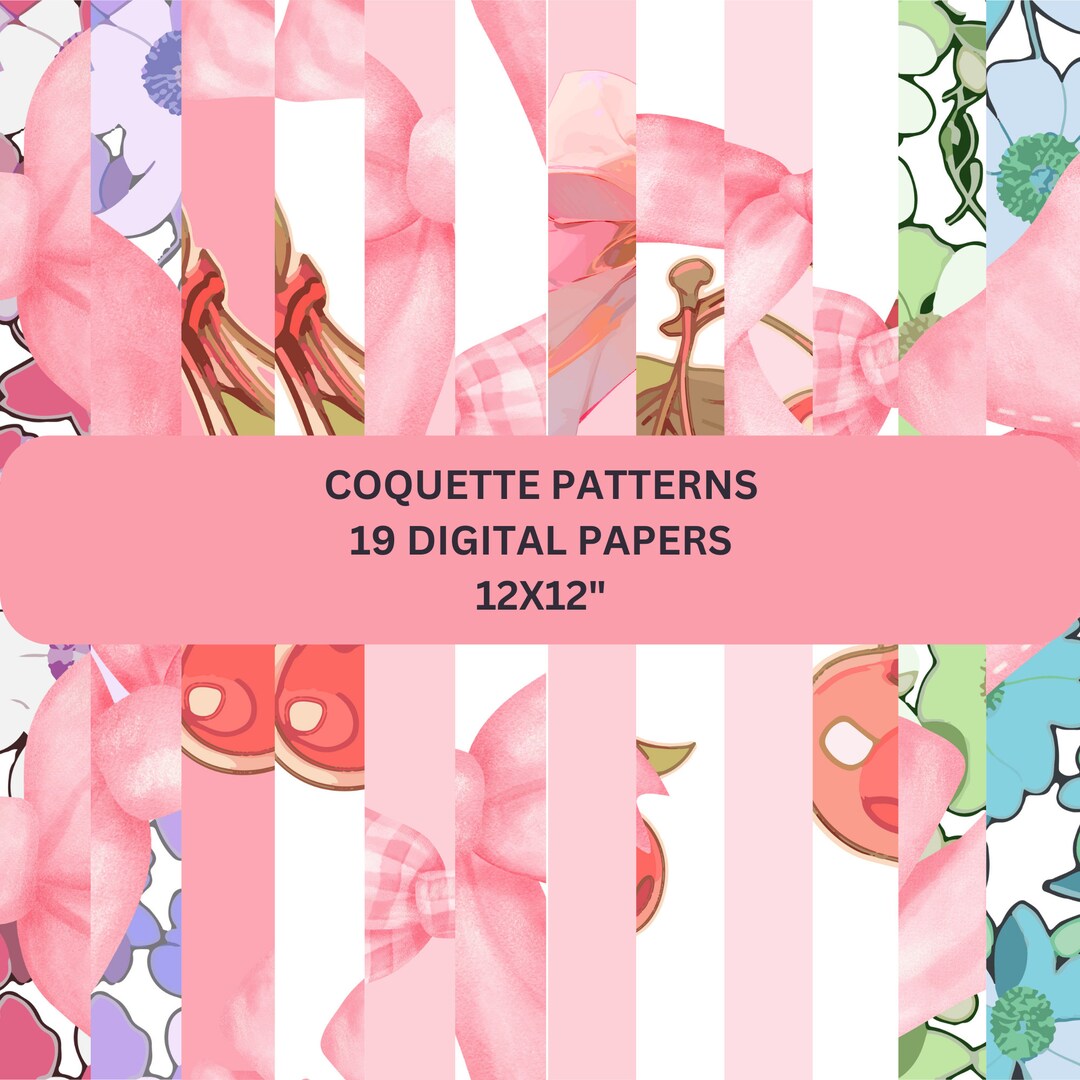Coquette Patterns Printable Paper, Goodnotes, PDF, Craft, Hobby ...