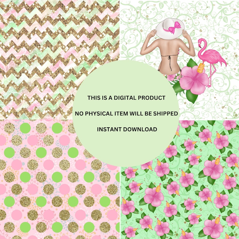 12 Summer Tropical Beach Printable Paper Instant Digital Download ...